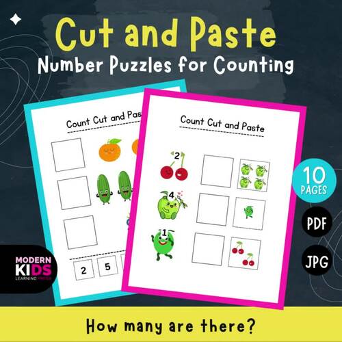 Count Cut and Paste Pages & Learn Numbers - Fruits Theme | TPT