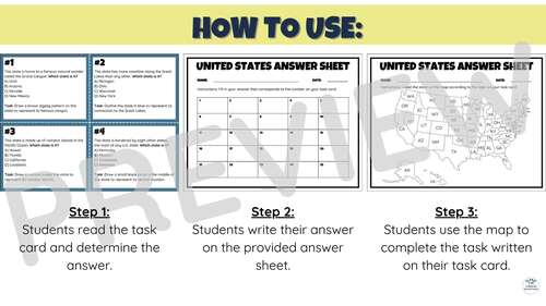 Geography Task Cards of the United States with Map Skills for Grades 3 ...
