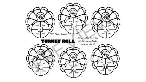 Thanksgiving Roll & Read: Phonics Fluency Game! | CVCe A, I, O, U & Mixed