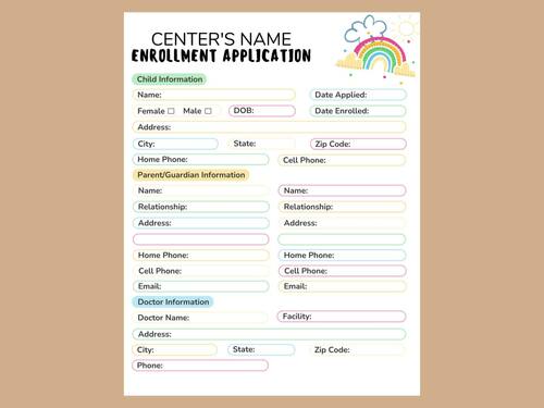 Enrollment Application Rainbow by TTA | TPT