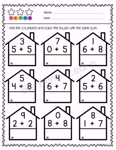 Adding Single Digit Numbers | Missing Addend for Grades 1-2 | up to 20