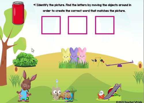 CVC Easter Egg Hunt at the Park Boom Cards by Teacher's Pride | TPT