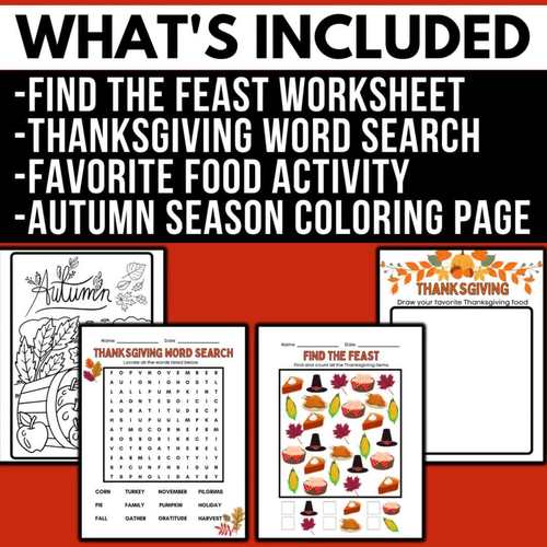 Thanksgiving Fun Activities Packet → No Prep / Printable Worksheets