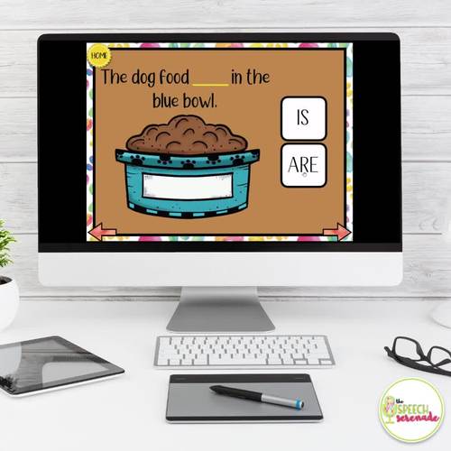 NO PRINT Digital Desk Pet Resort Auxiliary Verbs & Past Tense Verbs