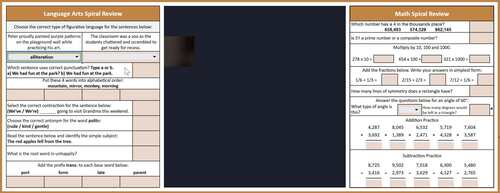 NO PREP Digital Block Puzzle Reveal - ELA and Math Spiral Review - Week 6