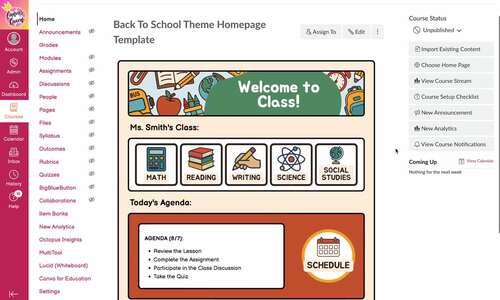 Canvas LMS Template - HOMEPAGE BUTTONS BANNERS - Back To School - 100% ...