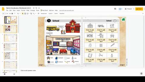 ESL Digital Vocabulary Workbook for Newcomers UNIT 2 | Google Slides