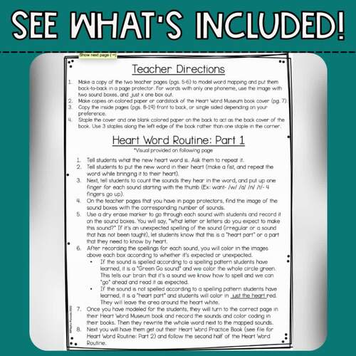 Heart Word Routine | Teacher Guide and Practice Pages | SOR Aligned