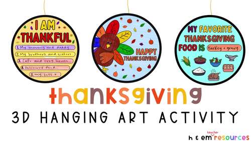Thanksgiving 3D Art Project, Hanging Mobile Craft, Fall November Activity