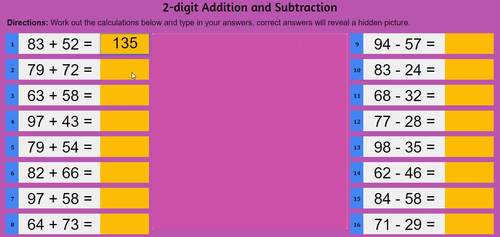 Digital Jigsaw Puzzle NO PREP - Spooky Cat 2-digit Addition and Subtraction