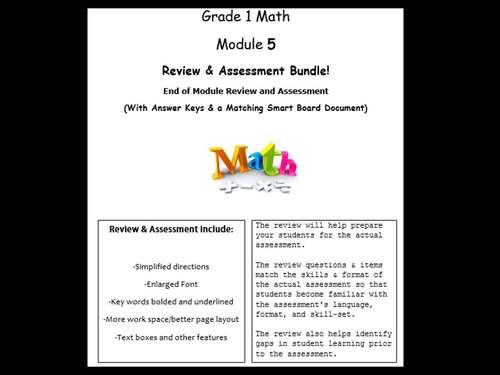 Grade 1, Math Module 5 REVIEW & ASSESSMENT w/Ans keys (printables ...