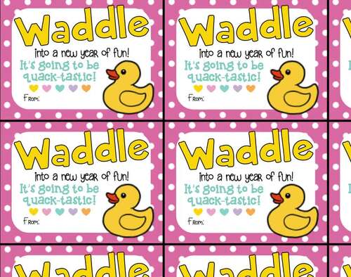 Rubber Duck Fidget Toy Beginning of Year Gift Tag- Waddle into a new ...