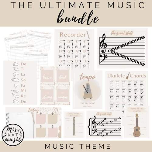 MUSIC CLASSROOM BUNDLE - Daily Agenda Slides, Instrument Posters, Bin ...