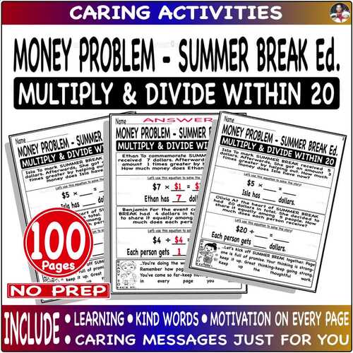 One-Step Multiply and Divide to 20 Money word problem Go Math - Summer ...