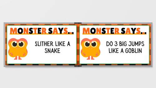 Editable Halloween Monster Says Virtual Brain Break Game Canva Template ...