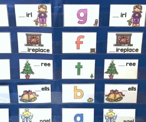 First sounds Christmas Task Cards Phonics Kindergarten Literacy Center
