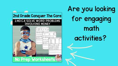 2nd Grade Money Word Problem Worksheets | 2.MD.8 No Prep! by Fiddleheads