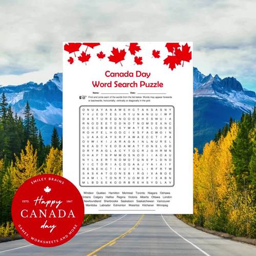 Canada Day Word Search Puzzle - Canada Day Activities - Geography of Canada