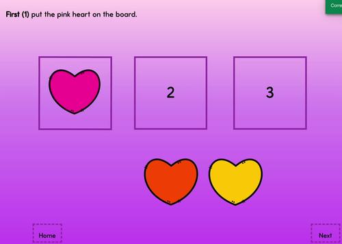 Valentine's Day Following Directions with First, Next & Last | TPT