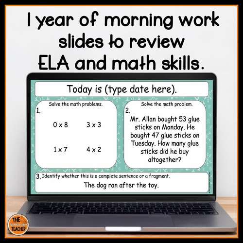 Year Long Math and ELA Spiral Review Morning Work Slides BUNDLE | TPT