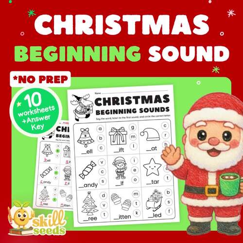 Christmas Beginning Sounds Worksheets | Phonics & Letter Recognition Pack