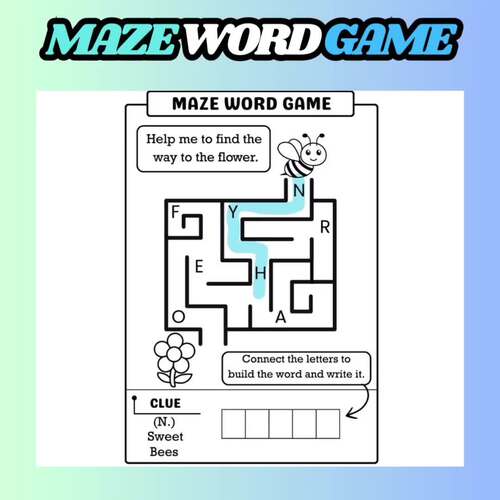 Maze word game : Verb and Noun by Learn with BOBO | TPT