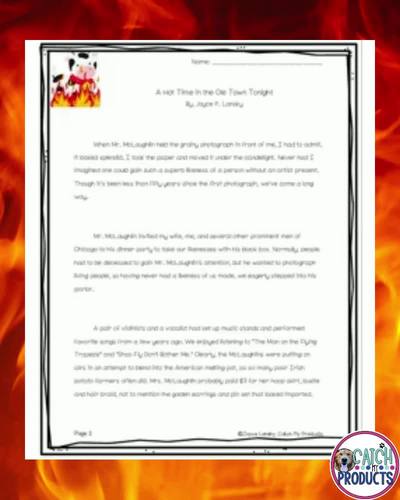 Historical Fiction Passage Chicago Fire in Printable Worksheets or ...