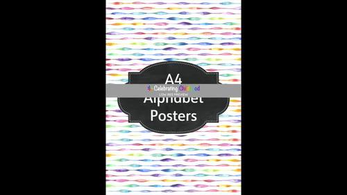 SA Beginners Font Alphabet Posters Watercolour by Celebrating Childhood