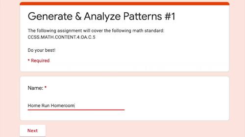Generate & Analyze Patterns Google Classroom™ Digital Quiz Set | TpT