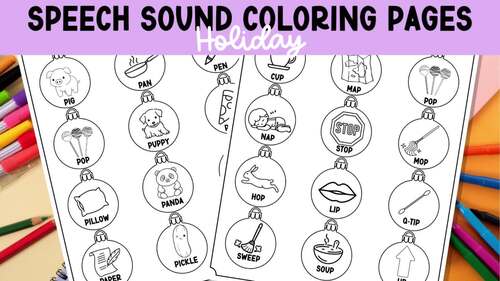 Holiday Speech Sound Coloring Pages | Speech Therapy by Play Therapy ...