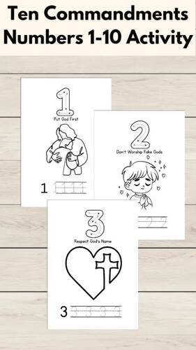 Ten Commandments Numbers 1–10 Activity Sheets, Bible Early Math Printable,