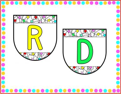 Printable Black and Bright Stars Word Wall Labels, Editable Letters ...