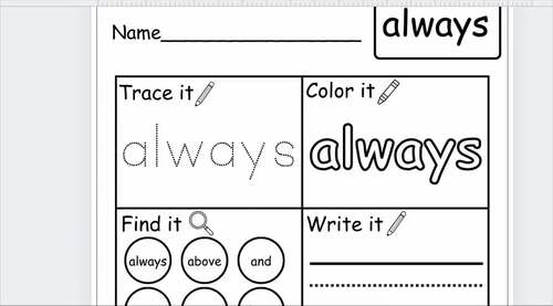 Second Grade Dolch Sight Word Worksheets | 46 No-Prep Practice Pages