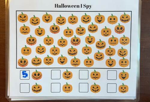 Halloween I Spy Counting Matching Number Recognition Math Game by ALGFun