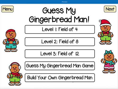 Guess my Gingerbread Man Christmas Speech Therapy Game Boom Cards ...