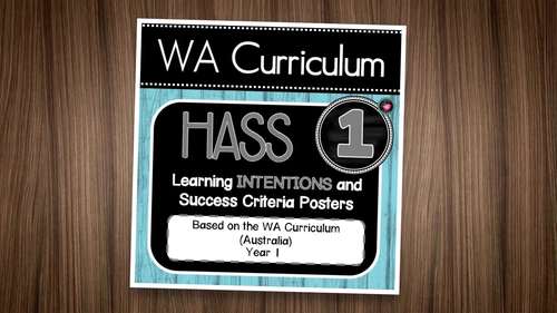 WA HASS Year 1 Learning INTENTIONS/GOALS Posters & Success Criteria ...