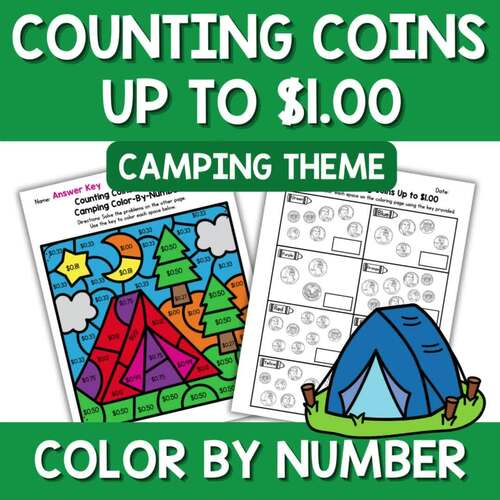 Camping Counting Money Color by Number (Coins Up to $1.00) Math Center ...