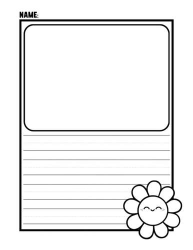 Spring Primary Writing Paper with Picture Boxes, Lined Handwriting Page ...