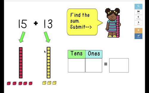 Boom Cards Adding 2 Digit Numbers Without Regrouping Using Base Ten Blocks