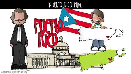 Puerto Rico clip art, flag, map Mini by Melonheadz Clipart | TPT