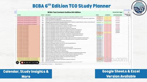 BCBA 6th Edition TCO Planner, BCBA Student, BCBA Study Planner | TPT