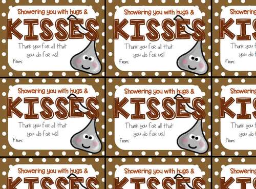Cute Hershey's Kisses Chocolate Staff Appreciation Treat Tag- Showering ...