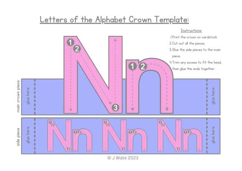 Letter Nn Craft Templates & Alphabet Headband Worksheets for Early Learners
