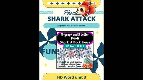 Trigraph and 3 Letter Blends Shark Attack Game Reading Fluency HD Word ...