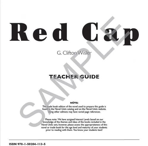 Red Cap Novel Units® Teacher Guide Novel Study | TPT