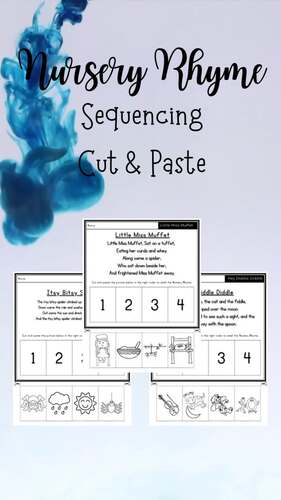 Nursery Rhyme Sequencing Cut & Paste Worksheets by Flower Power Teacher