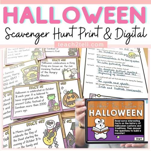 History of Halloween Scavenger Hunt Activity Print & Digital by Teach2Tell