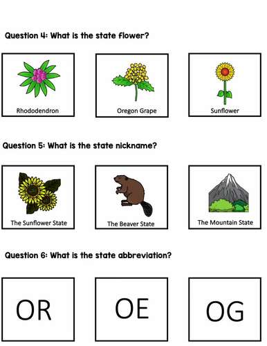 Oregon Quiz and Pre/Post Assessment 50 States, Special Education