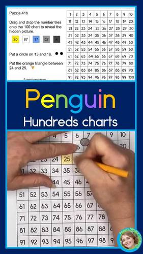 Penguin 100s Charts | Hundreds Chart Mystery Pictures Print and DIGITAL