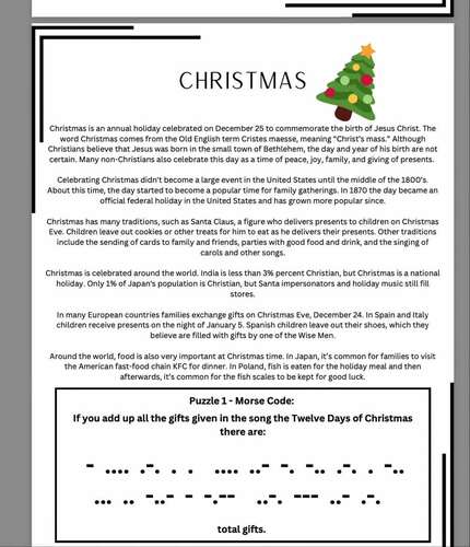 Winter Holidays Around the World - Puzzles with Questions | TPT